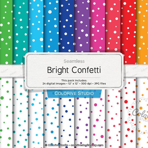 Confetti Dots DIGITAL PAPER Rainbow Confetti Backgrounds - Etsy