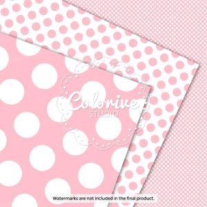Soft Pink Polka Dot Digital Papers: Big, Medium and Tiny Patterns ...