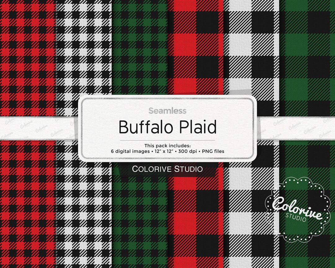 Buffalo Plaid Digital Paper: Red, Green, Black, White (PNG, 12x12in) - Etsy