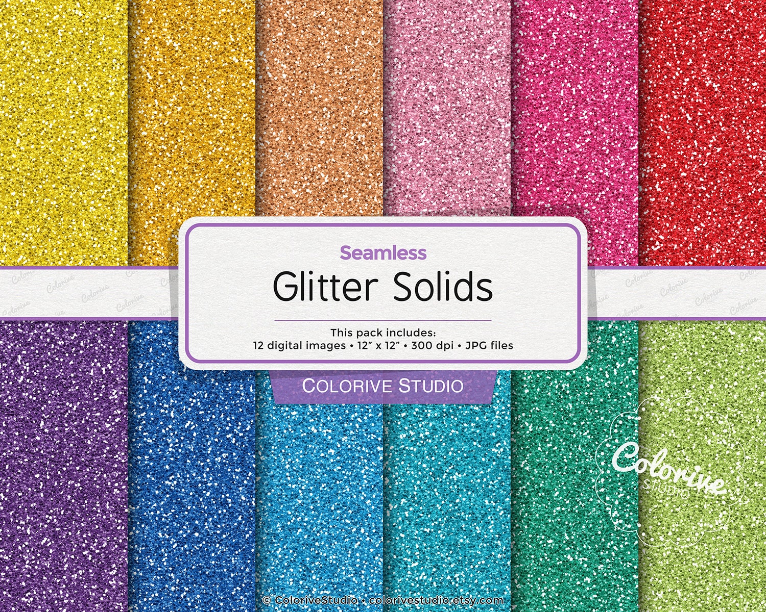 Glitter Digital Paper in Yellow Orange Blue Red Purple Green - Etsy