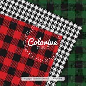 Buffalo Plaid Digital Paper: Red, Green, Black, White (PNG, 12x12in) - Etsy