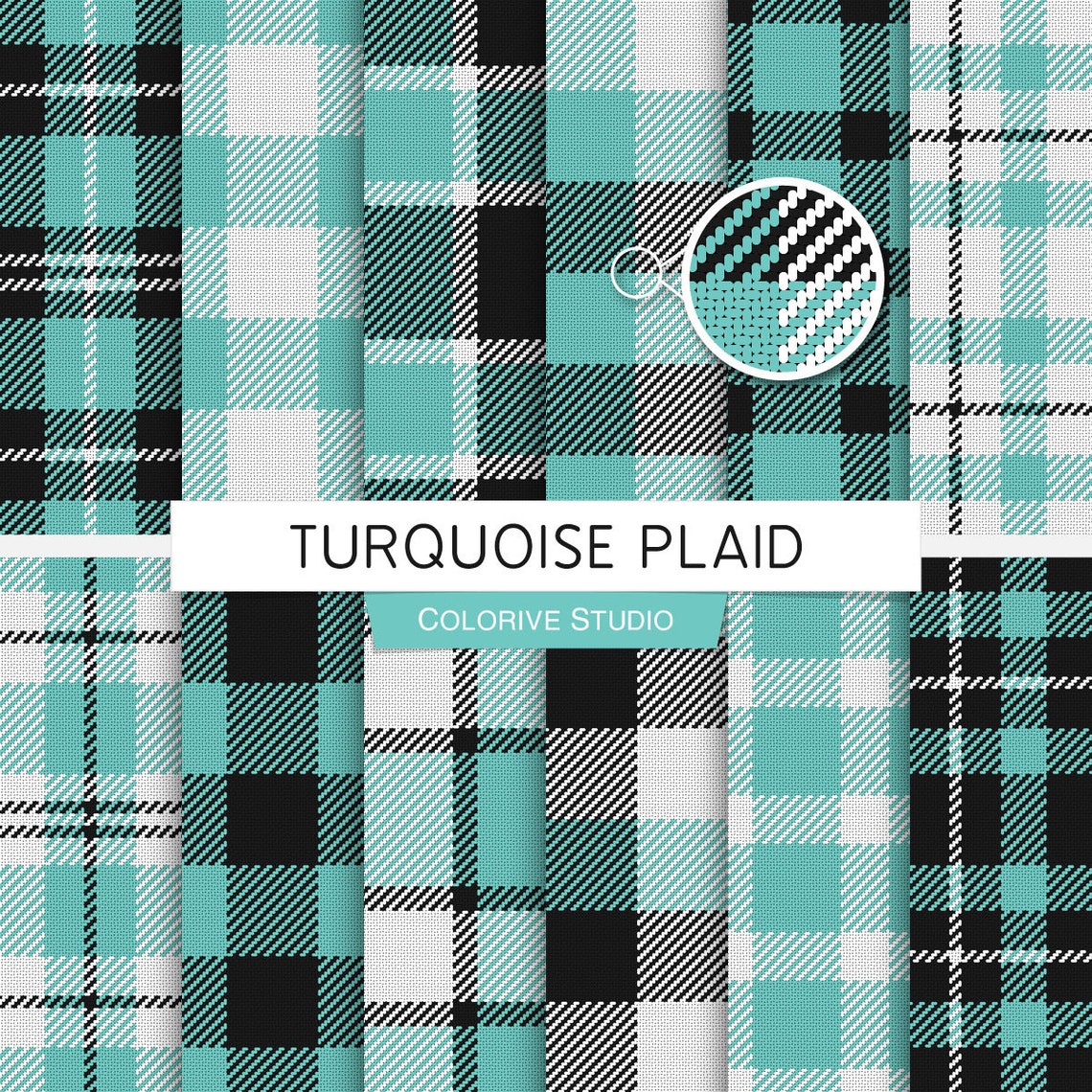 Turquoise Plaid Digital Paper Plaid Tartan Teal Buffalo - Etsy
