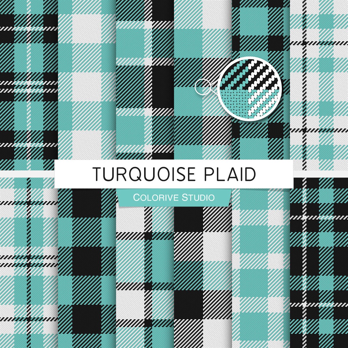 Turquoise Plaid Digital Paper Plaid Tartan Teal Buffalo - Etsy