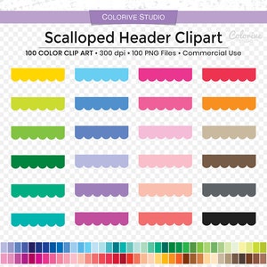100 Scalloped Header Clipart in Rainbow Colors Scallop Header Png ...