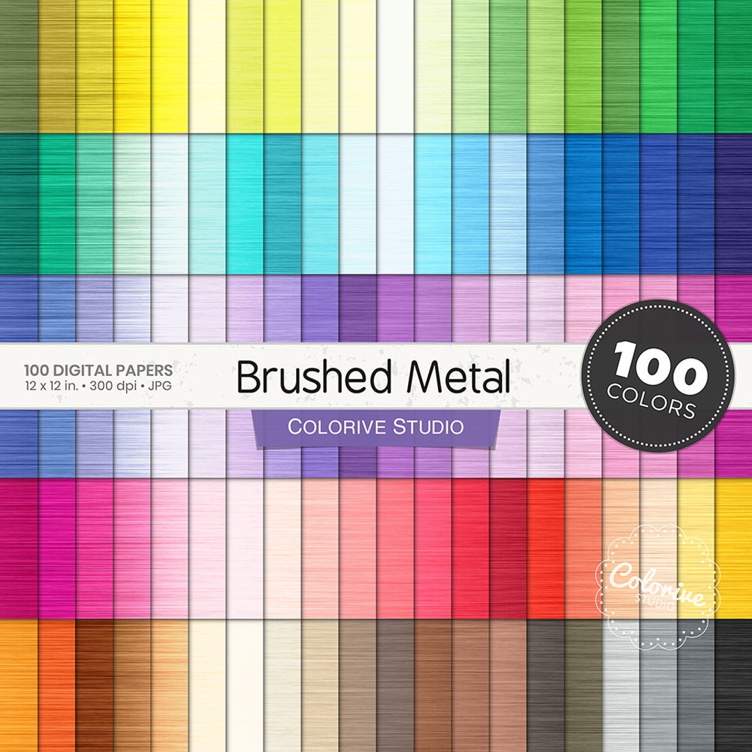 Brushed Metal Digital Paper 100 Rainbow Colors Faux Metallic Background ...