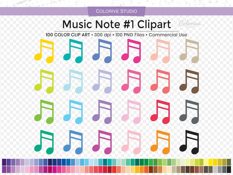Music Note PNG Clipart 100 Rainbow Colors Musical Planner Stickers ...