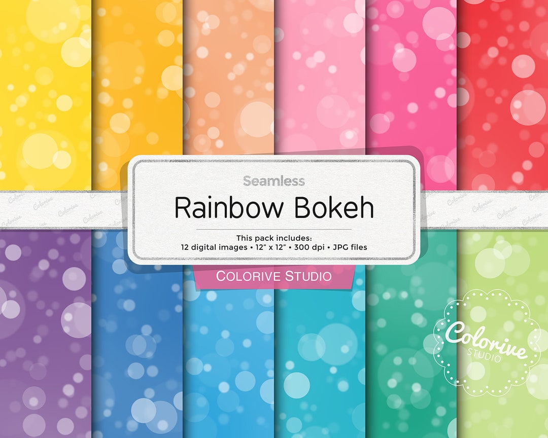 Rainbow Bokeh Digital Paper Bright Colorful Bokeh Sparkling Lights ...