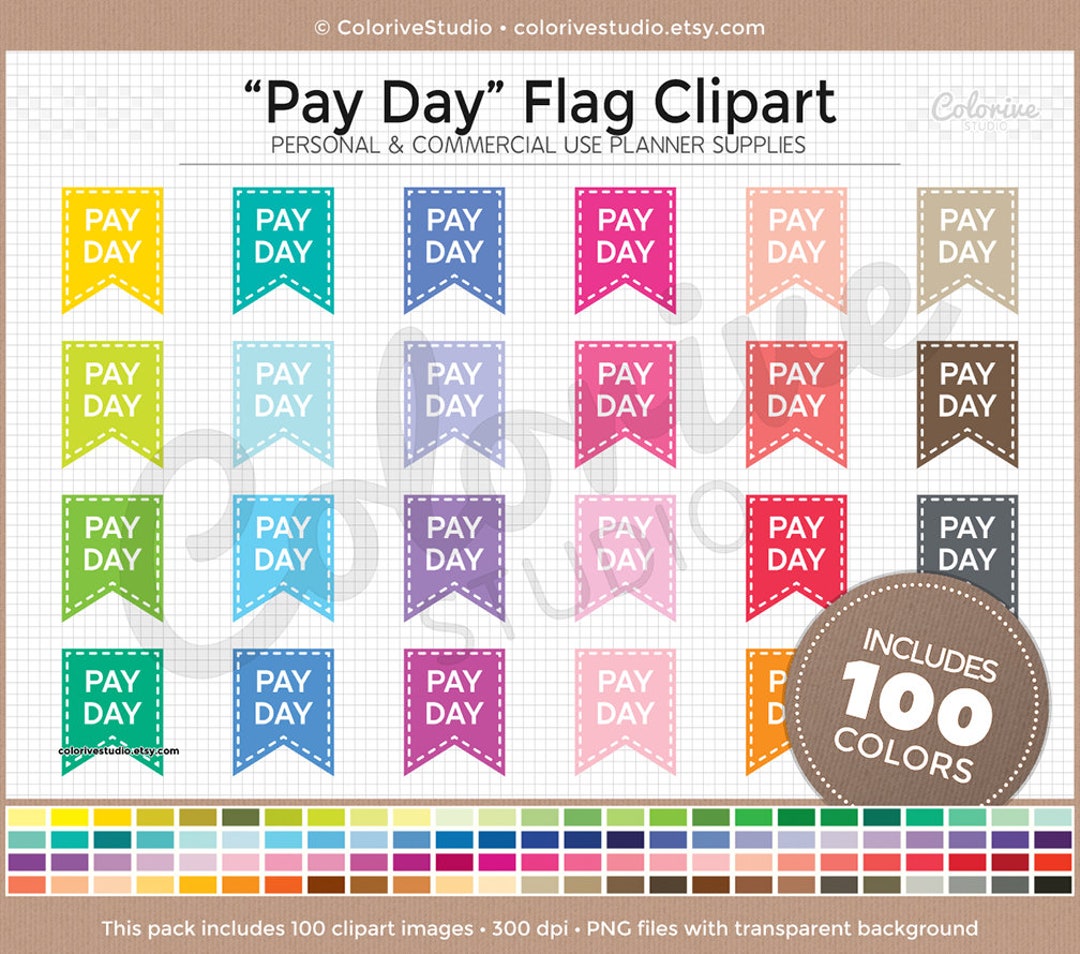 100 pay Day Flag Clipart in Rainbow Colors Dashed - Etsy