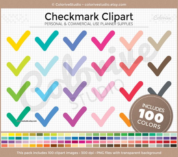 100 Checkmark Clipart in Rainbow Colors Check Mark to Do Task - Etsy ...