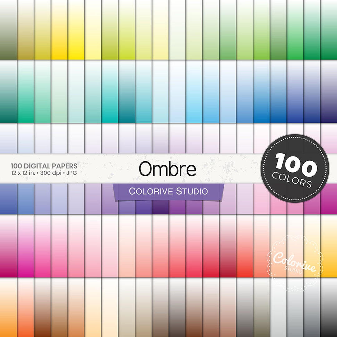 Ombre Digital Paper 100 Rainbow Colors Solid Soft Rainbow - Etsy