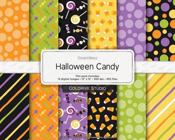 Halloween Candy Digital Paper Fun Candy Corn Lollipop | Etsy