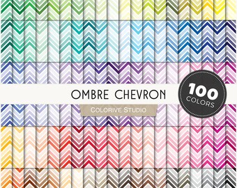 Ombre Chevron Digital Paper 100 Rainbow Colors Classic Ombre - Etsy