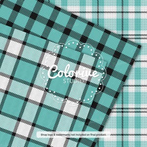 Turquoise Plaid Digital Paper, Plaid, Tartan, Teal, Buffalo, Check ...