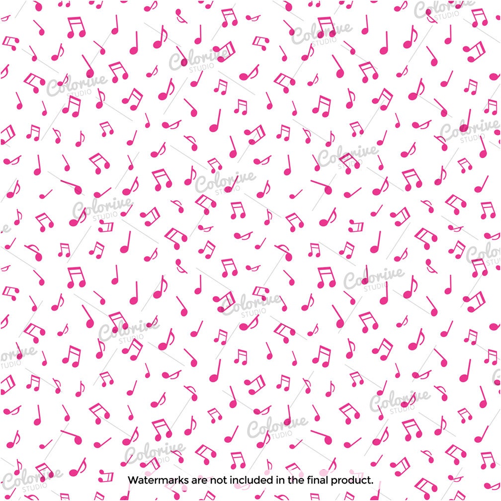 Music Notes Digital Paper 100 Colors Rainbow Seamless Musical Notes ...