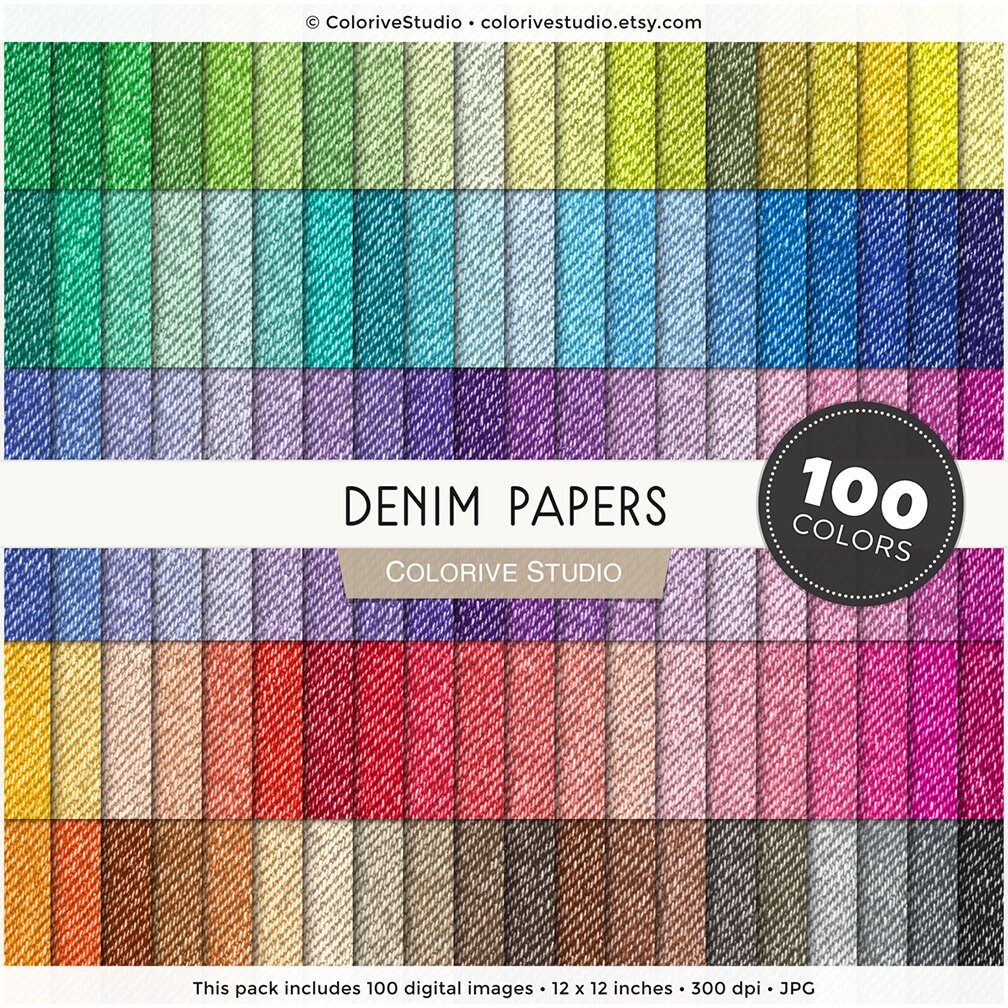 Denim Papers Digital Paper 100 Rainbow Colors Jean Paper | Etsy