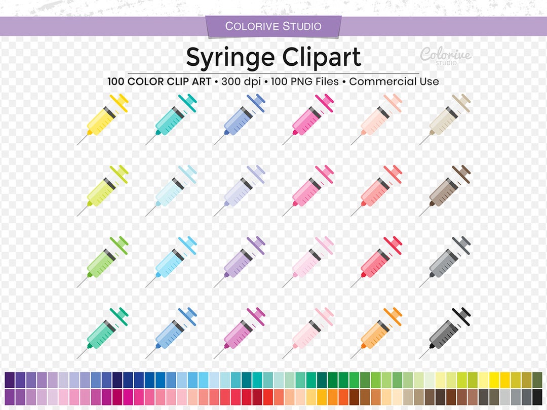 Syringe Clipart 100 Rainbow Colors Medical Doctor Nurse Vaccine Needle ...