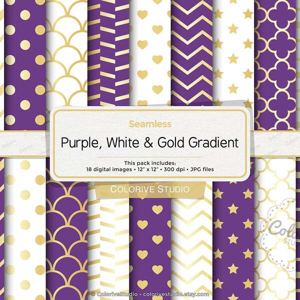 Purple Gold White Background - Etsy