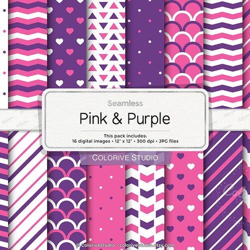 Pink and Purple Digital Paper Girl Princess Scrapbook Paper - Etsy