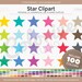 100 Star Clipart Rainbow Colors Solid Bright Pastel Star Png | Etsy