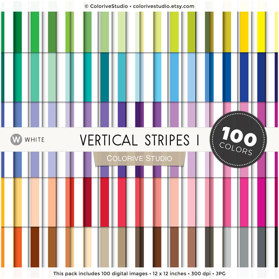 Vertical Stripes Digital Paper 100 Rainbow Colors White - Etsy