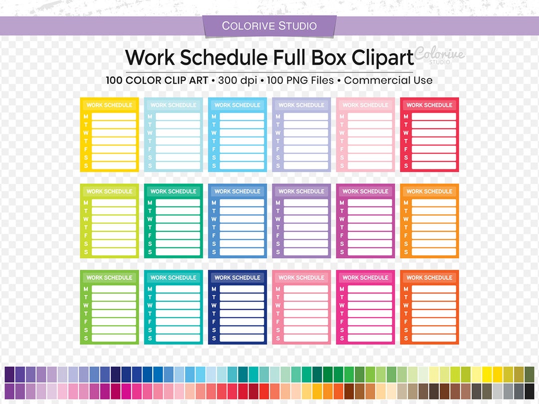 100 Work Schedule Full Box Planner Clipart Weekly Schedule Png ...