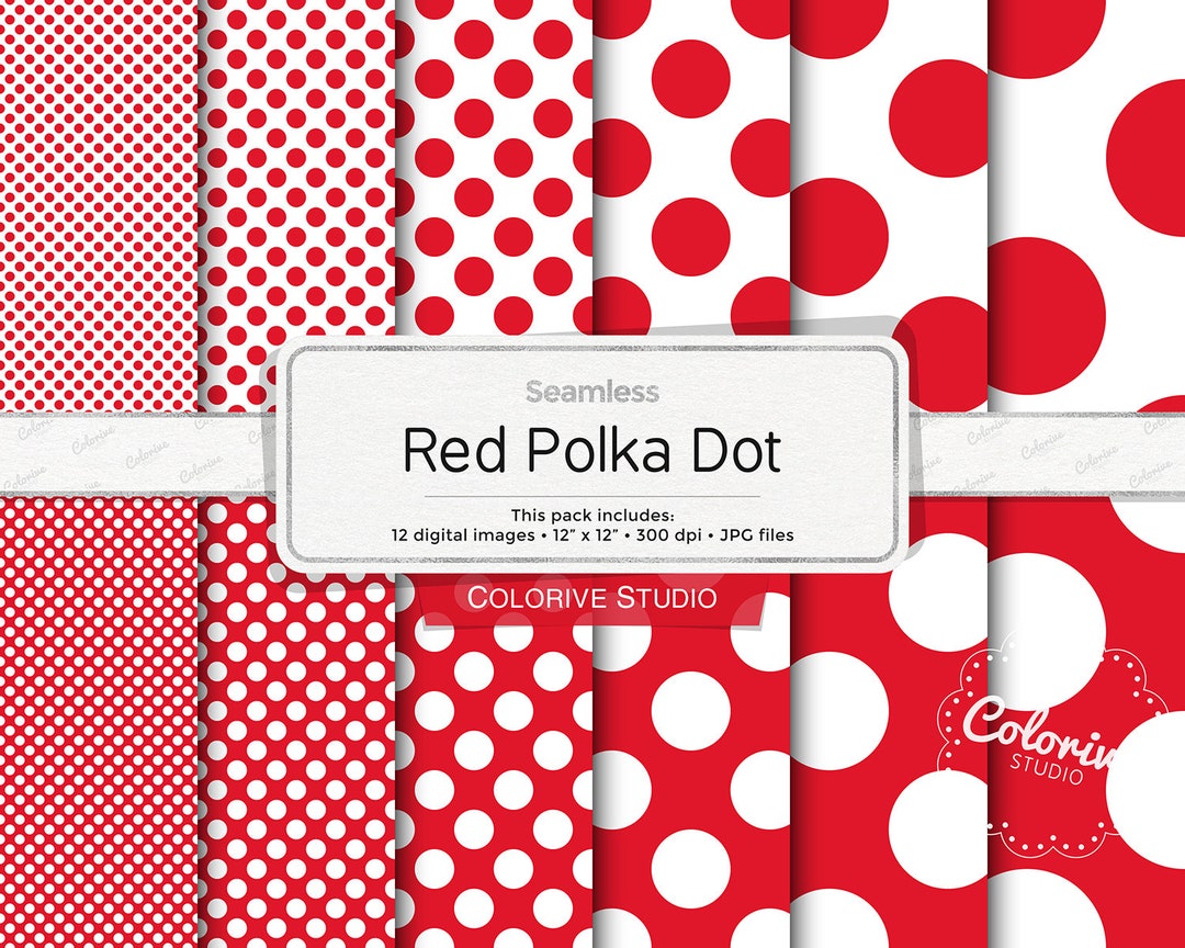 Red Polka Dot Digital Paper, Small Polka Dots, Big Polkadot, Circles ...