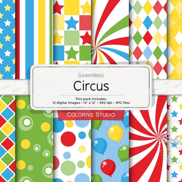 Circus Digital Paper - Etsy