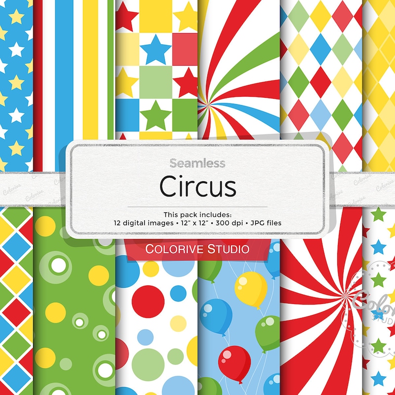 Circus Digital Paper - Etsy