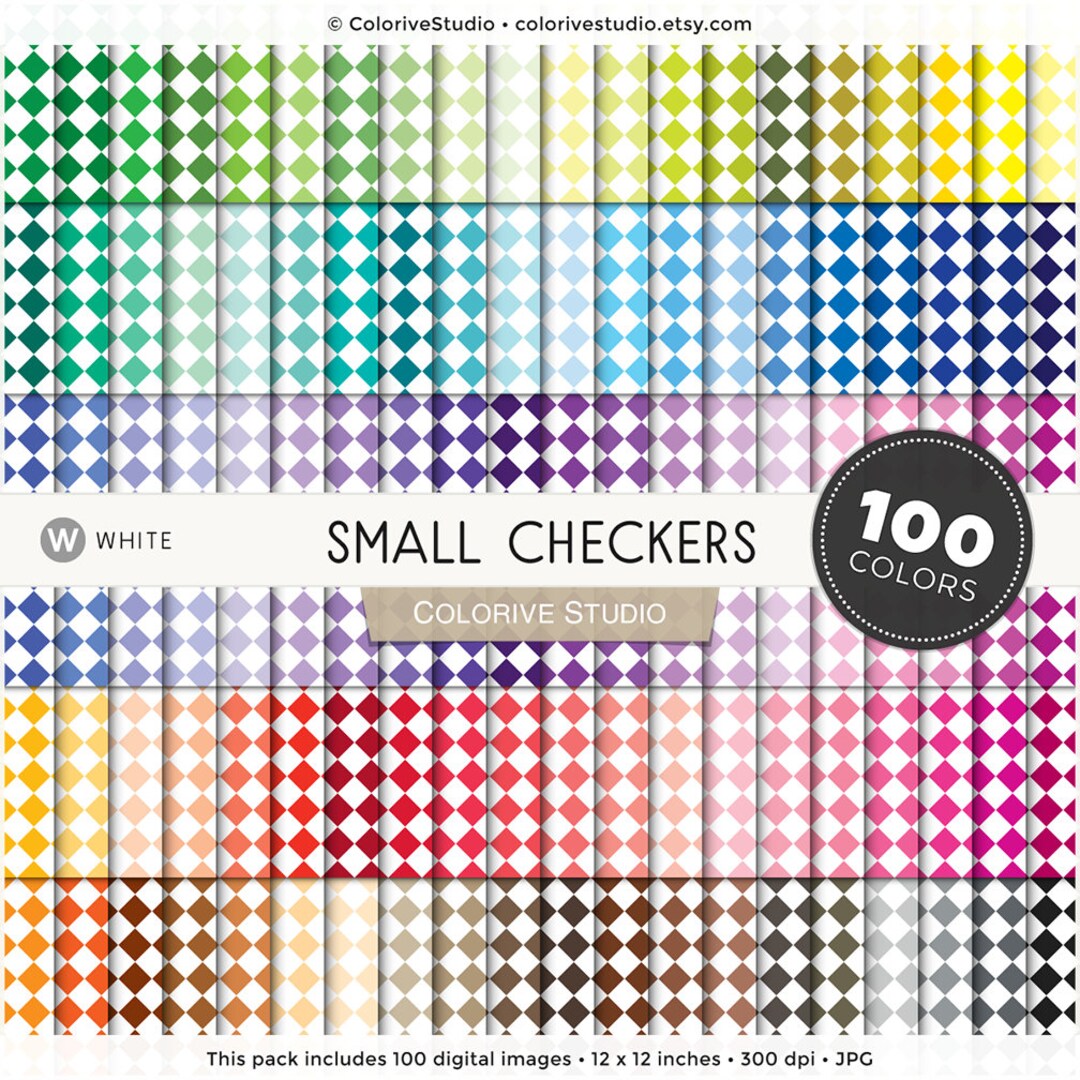 Small Diagonal Checkers Digital Paper 100 Rainbow Colors Check - Etsy