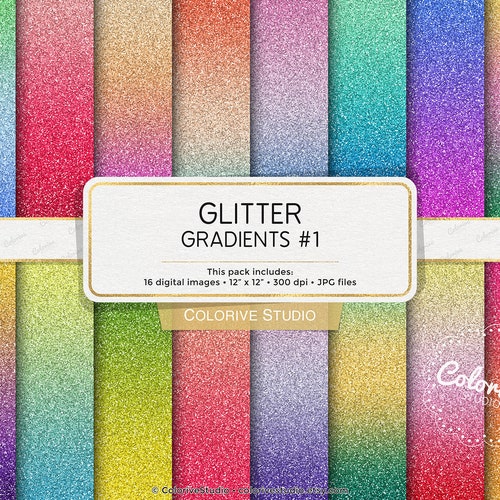 Ombre Glitter Digital Papers Scrapbook Papers Colorful - Etsy