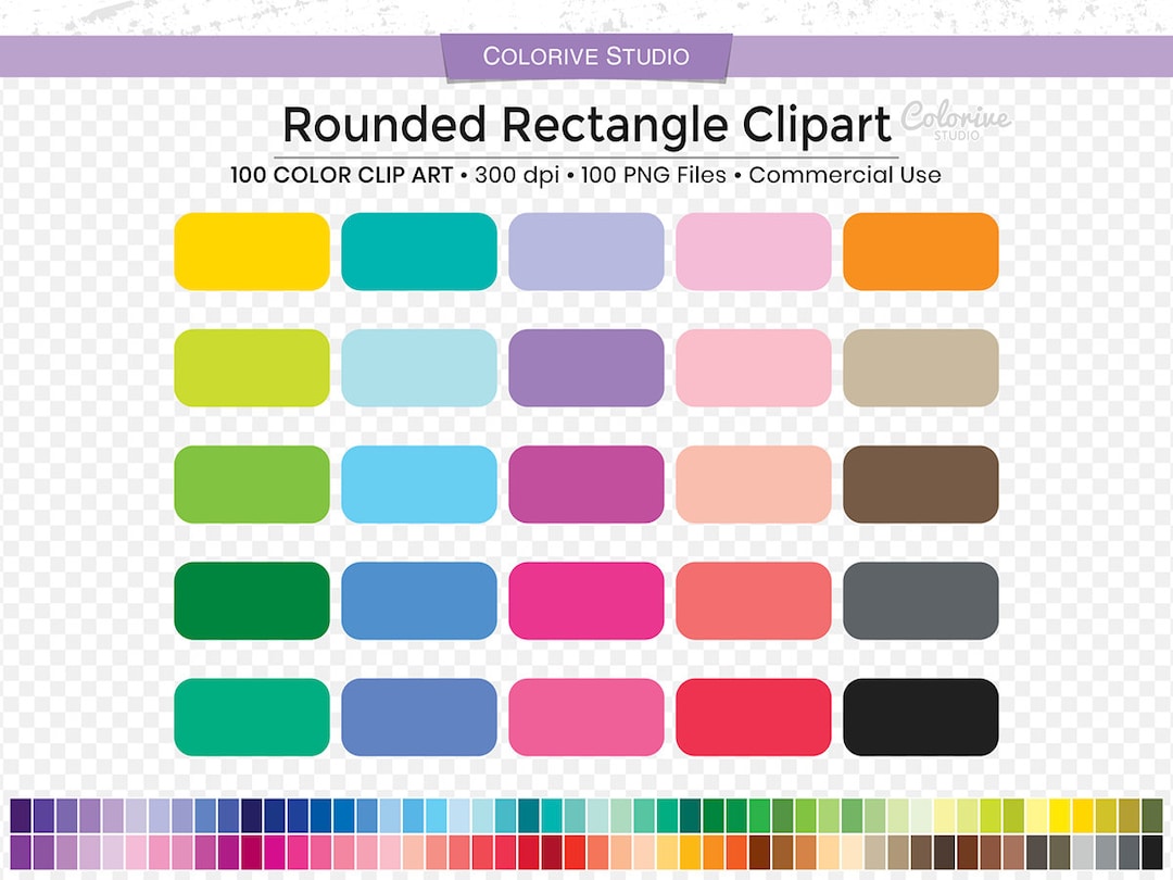 100 Rounded Rectangle Clipart Rainbow Colors Basic Round Square Label ...