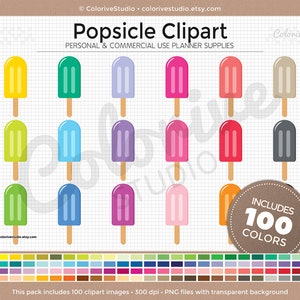100 Popsicle clipart in rainbow colors dessert food ice cream | Etsy
