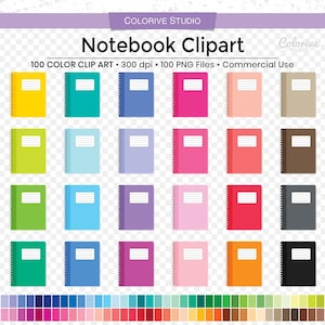 100 Notebook Clipart in Rainbow Colors Journal Notes Keeper Png Clip ...