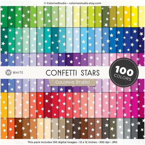 Tinted Confetti Stars Digital Paper 100 Rainbow Colors Stars - Etsy