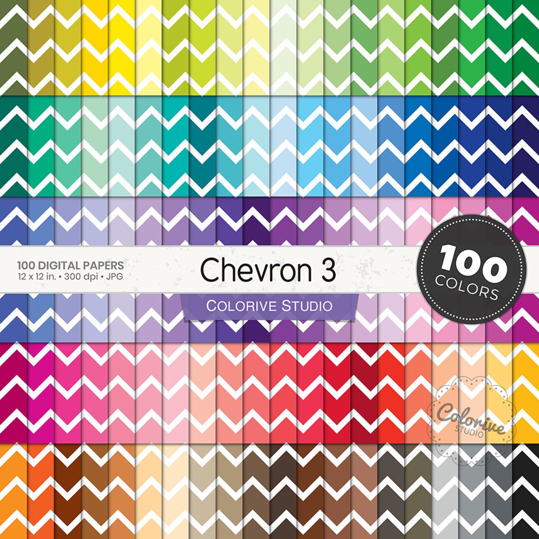 Chevron 3 Digital Paper 100 Rainbow Colors Thin White Chevron Pattern ...
