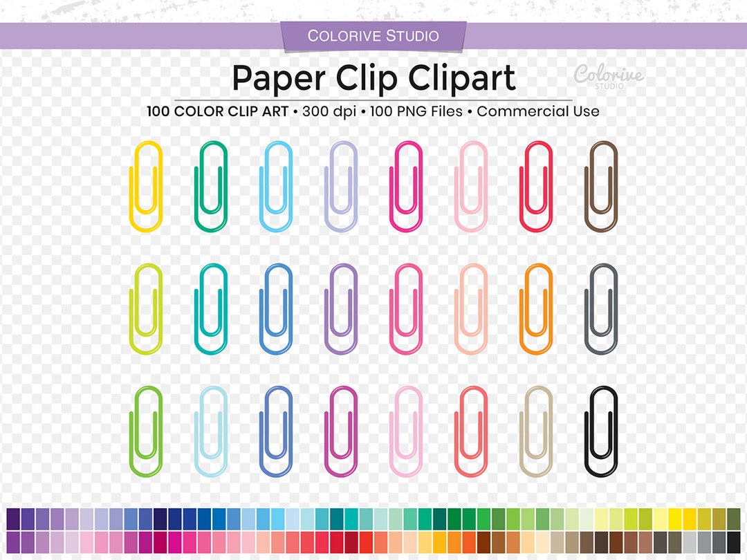 100 Paper Clip Clipart Rainbow Colors Office School Sticker Png Clip ...