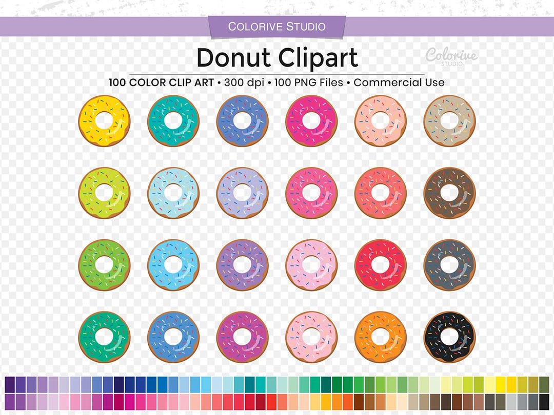 Rainbow Donut Clipart: 100 PNG Illustrations (commercial Use) - Etsy