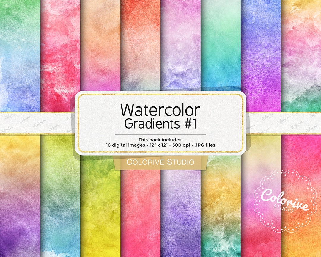 Watercolor Gradients Digital Paper, Rainbow Water Color Ombre ...