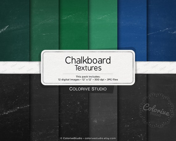 Chalkboard Textures Digital Paper Black Green and Blue Chalk | Etsy