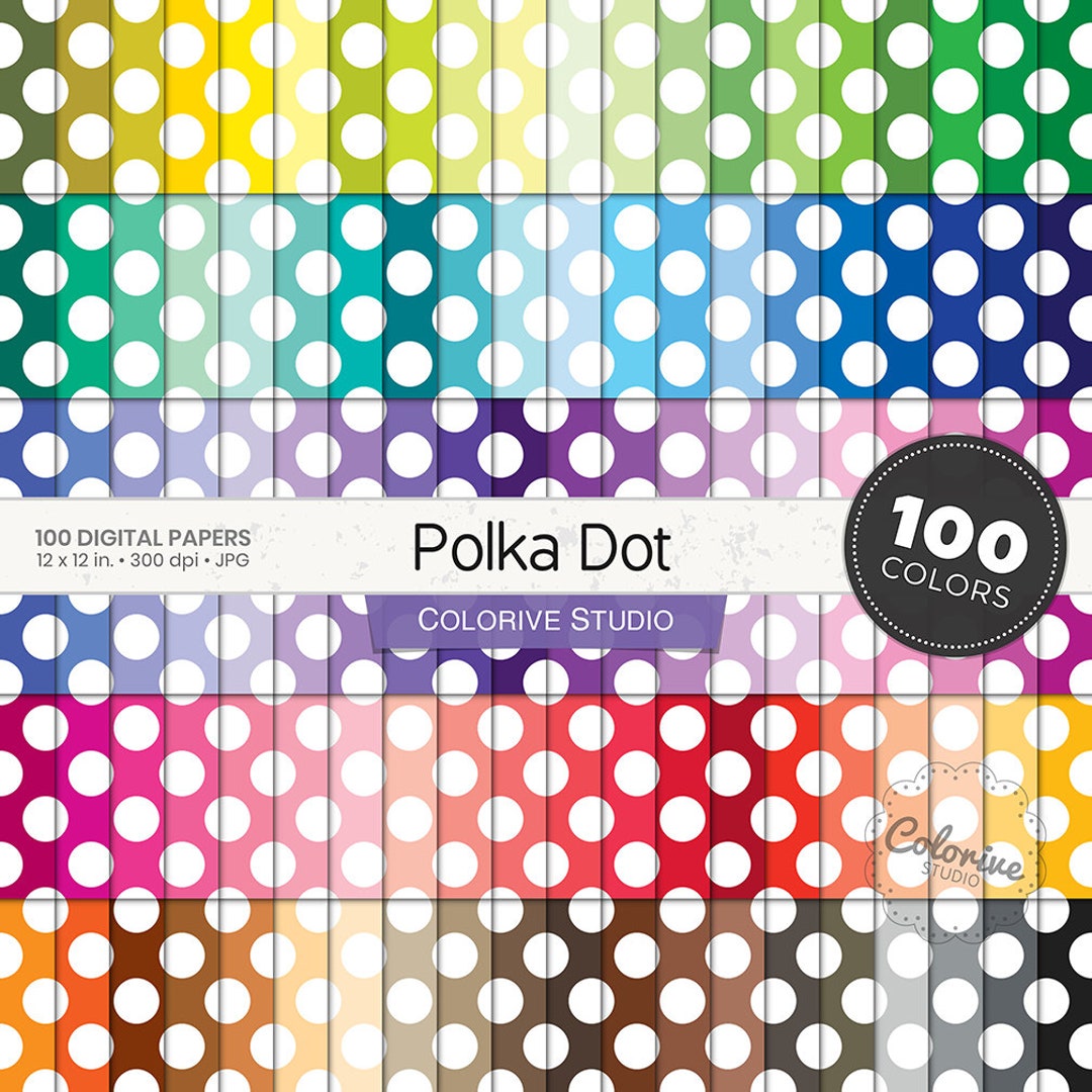 Rainbow Polka Dot Digital Paper: 100 Colors, Scrapbook Printable ...
