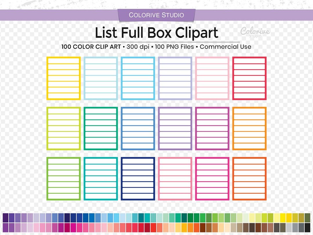 100 List Full Box Planner Clipart Blank 7 Item List Boxes Png Clip Art ...
