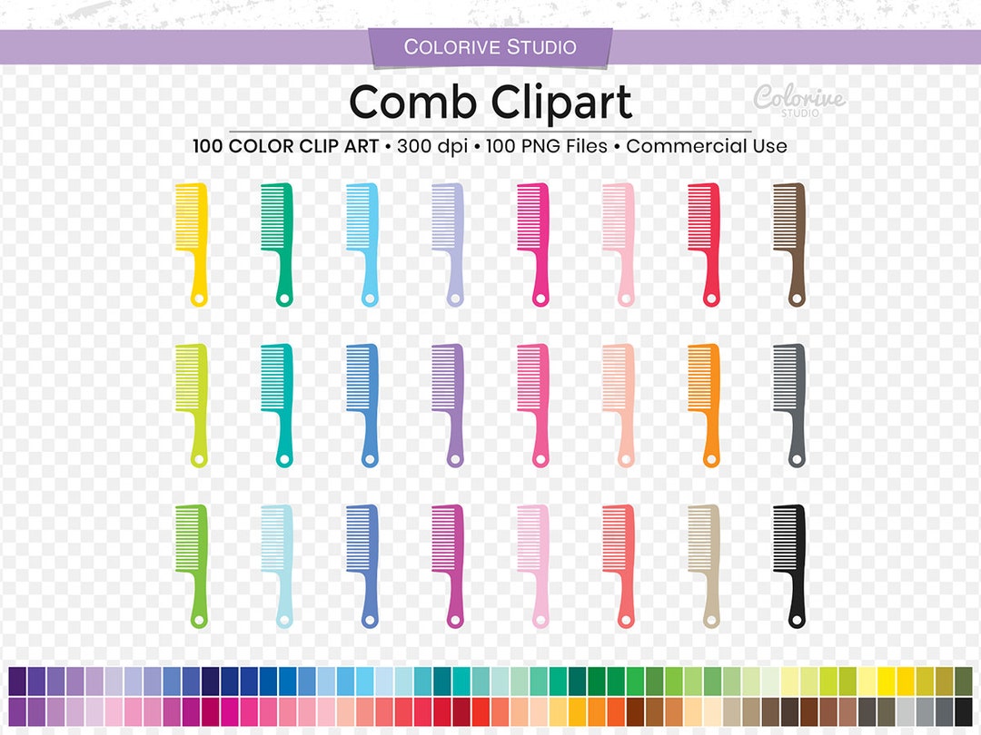 100 Comb Clipart Rainbow Colors Hairdressing Salon Hair Combs - Etsy