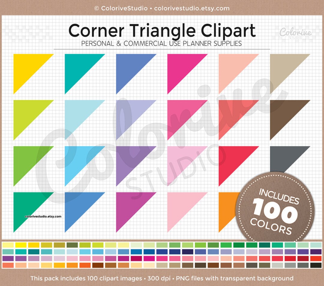 100 Corner Triangle Clipart in Rainbow Colors Solid Blank - Etsy