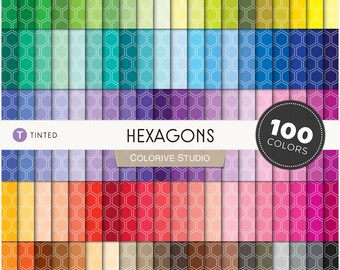 Tinted Honeycomb Digital Paper 100 Rainbow Colors Geometric | Etsy