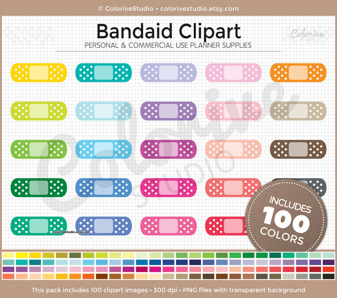 100 Band Aid Clipart in Rainbow Colors Bandage Nurse Doctor - Etsy