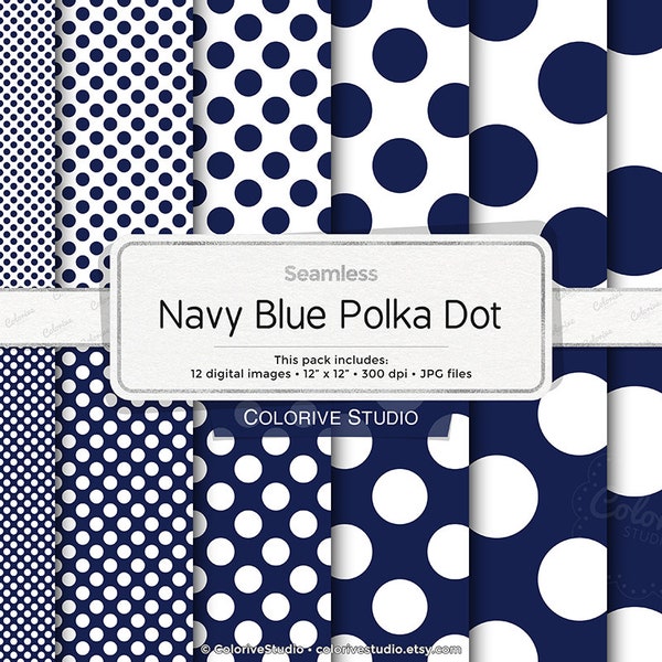 Navy Blue Polka Dot - Etsy