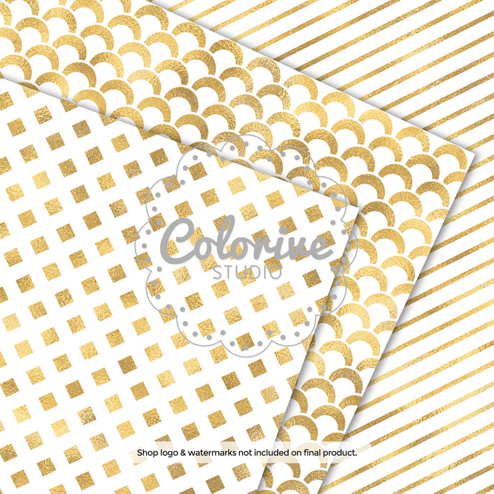 White and Gold Digital Paper, Seamless Elegant Gold Wedding Patterns on ...