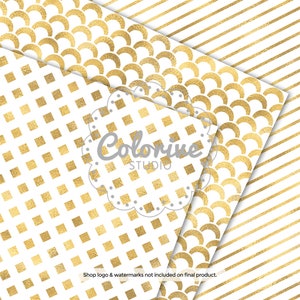 White and Gold Digital Paper, Seamless Elegant Gold Wedding Patterns on ...