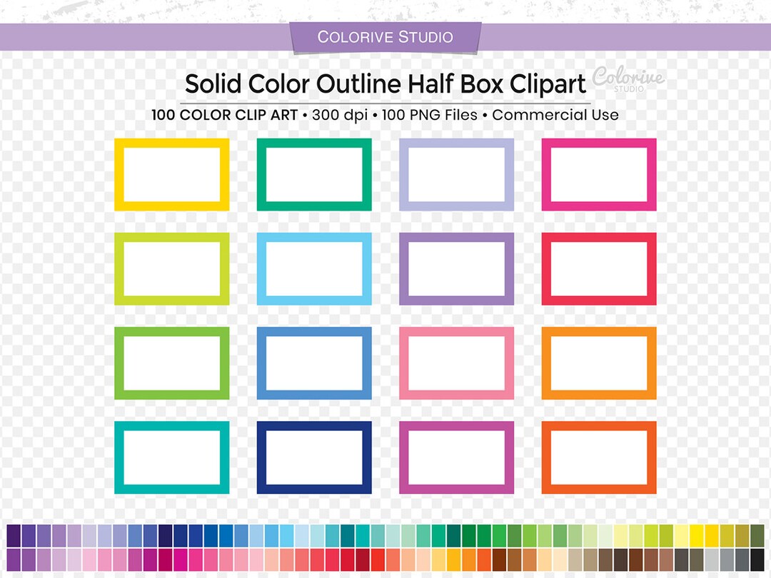 100 Solid Outline Half Box Planner Clipart (PNG Digital Download) - Etsy