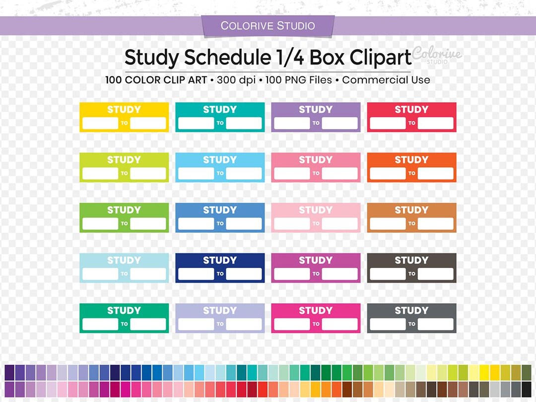 100 Study Schedule Quarter Box Rainbow Planner Clipart School Png Clip ...